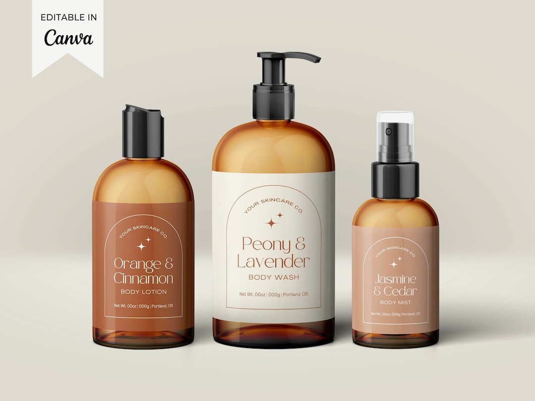 Editable Body Product Label Template Canva, Skincare Bottle Label ...