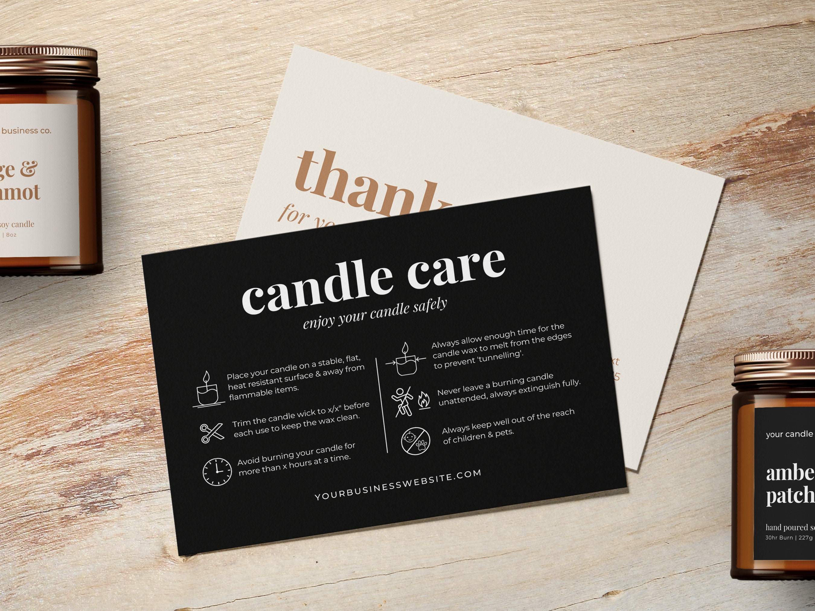 Printable Candle Care Card Template Canva Candle Business - Etsy UK