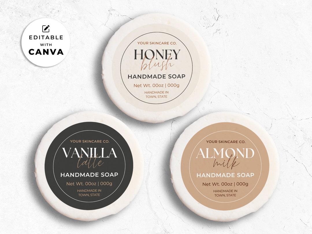 Editable Round Soap Label Template Canva, Modern Soap Label Design ...