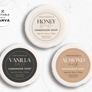 Editable Round Soap Label Template Canva, Modern Soap Label Design ...