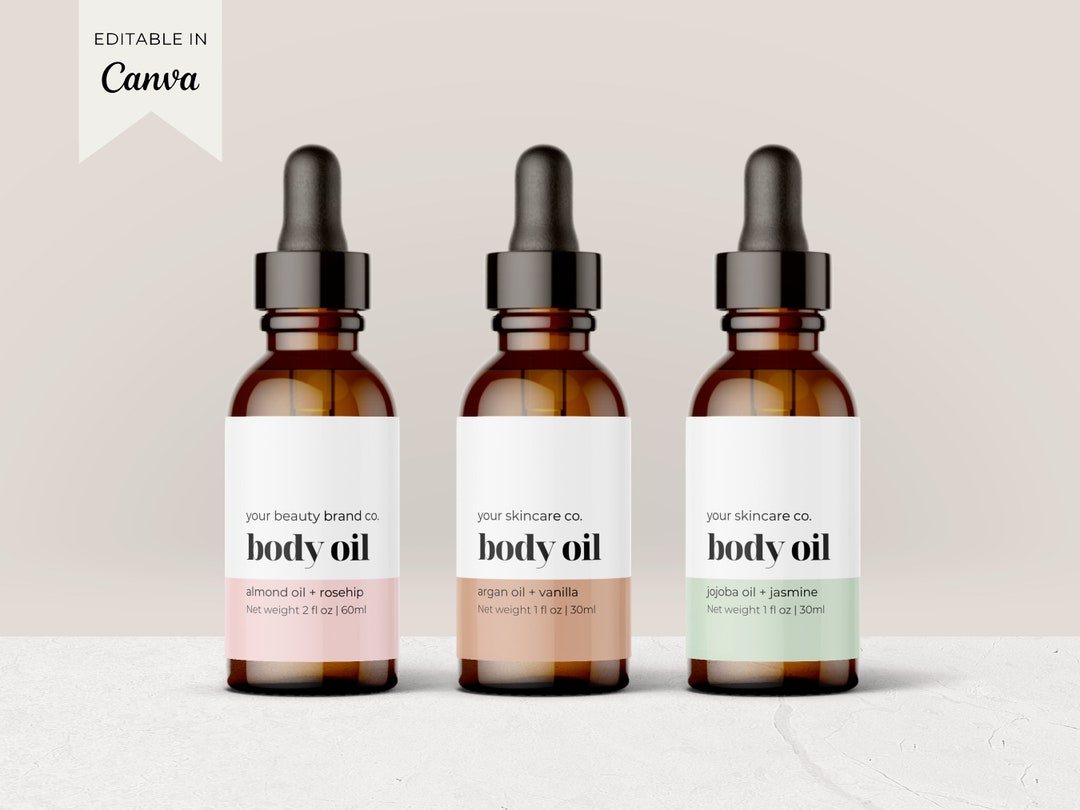 Editable Dropper Bottle Label Template Canva, Essential Oil Custom ...