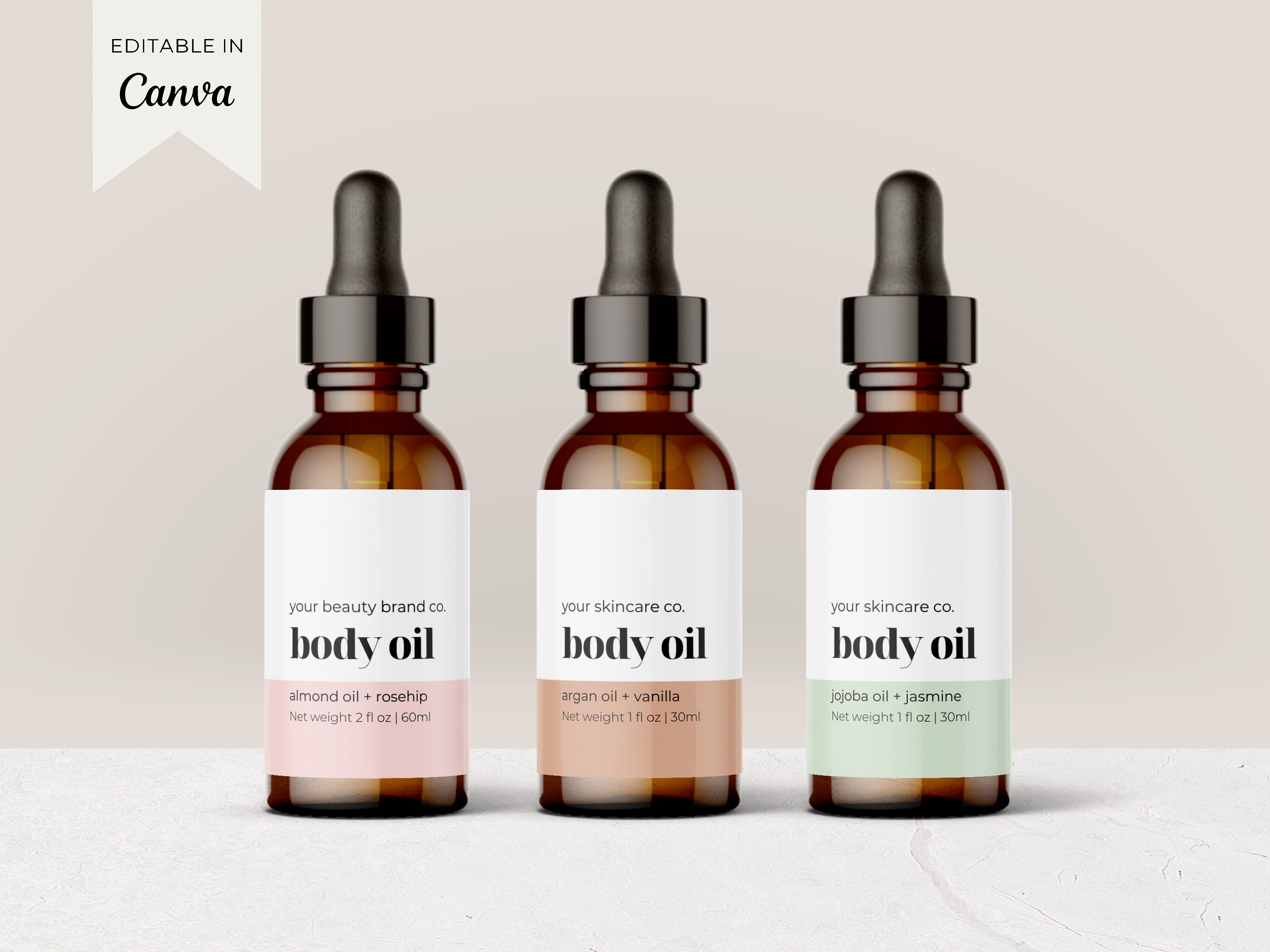 Editable Dropper Bottle Label Template Canva, Essential Oil Custom ...