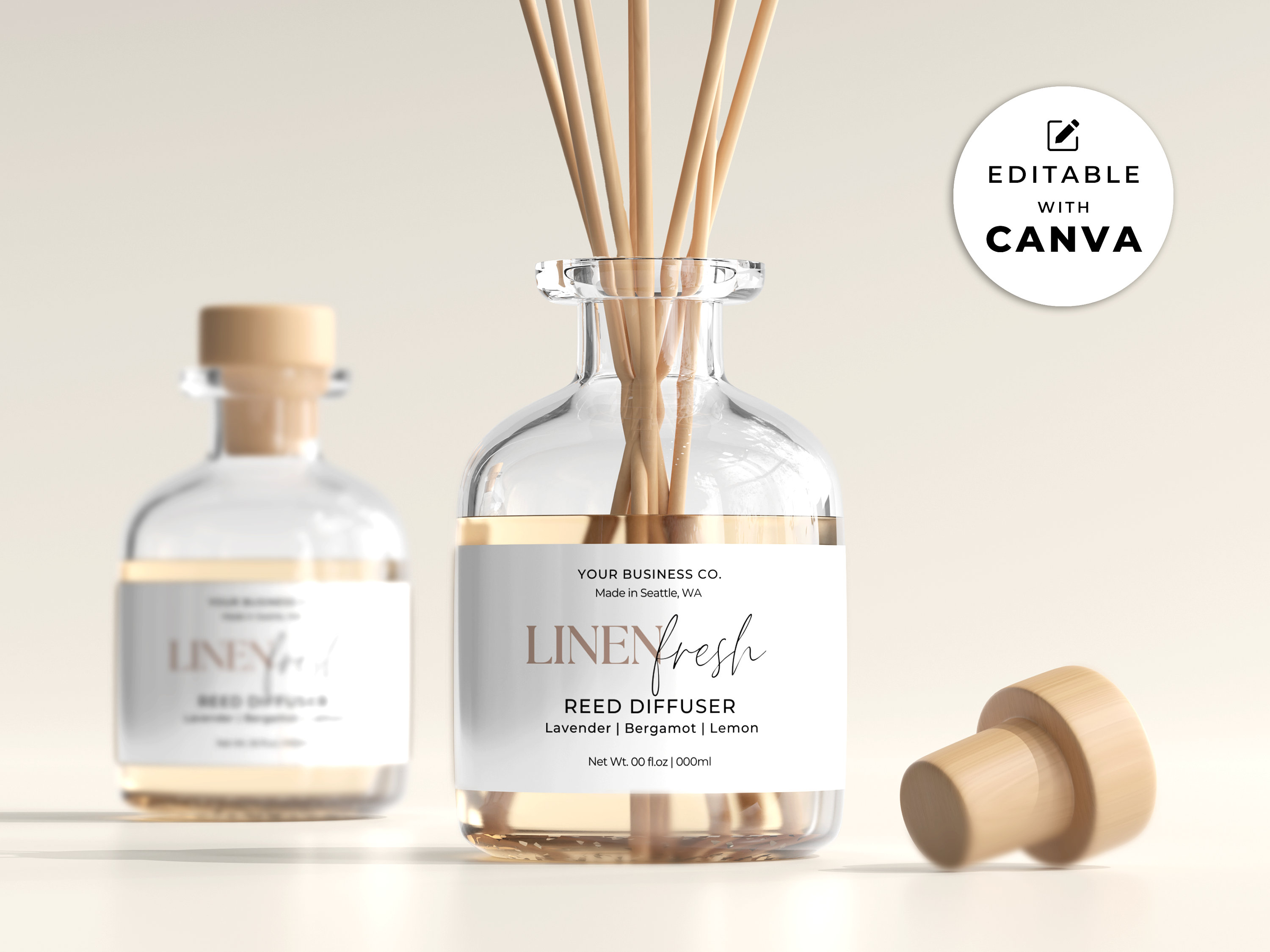 Reed Diffuser Bottle Label Template Canva, Editable Room Fragrance ...