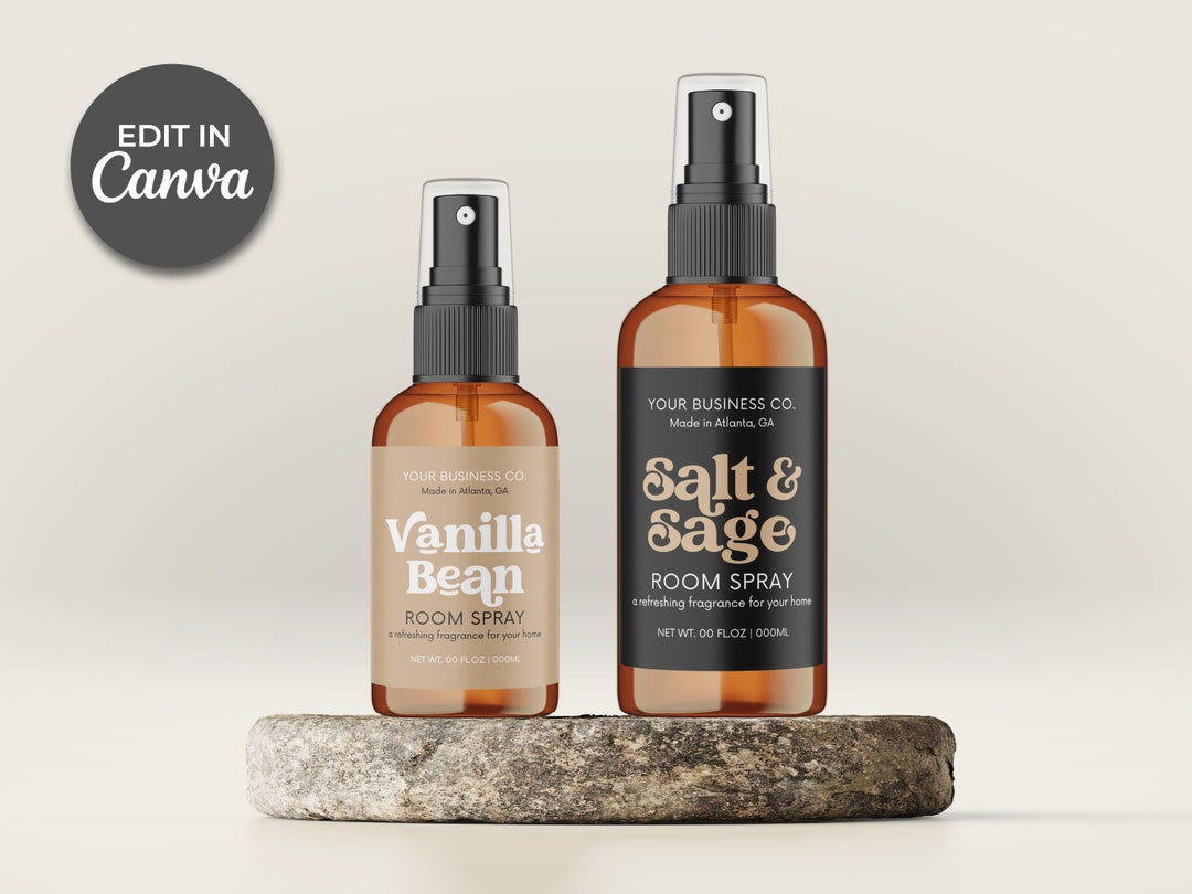 Editable Room Spray Label Template Canva, Linen Spray Bottle Label ...