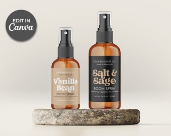 Editable Room Spray Label Template Canva, Linen Spray Bottle Label ...