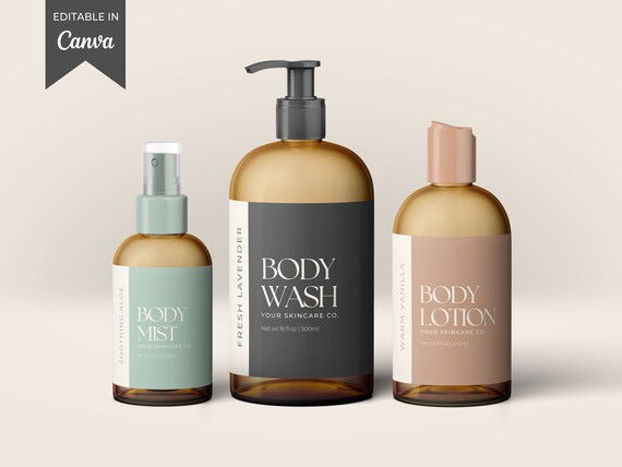 Editable Body Product Label Template Cosmetic Bottle Label - Etsy
