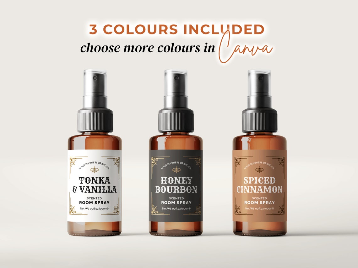 Editable Room Spray Label Template Canva, Retro Western Vintage Linen ...