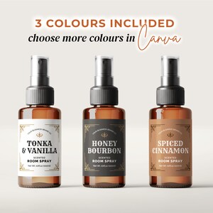 Editable Room Spray Label Template Canva, Retro Western Vintage Linen ...