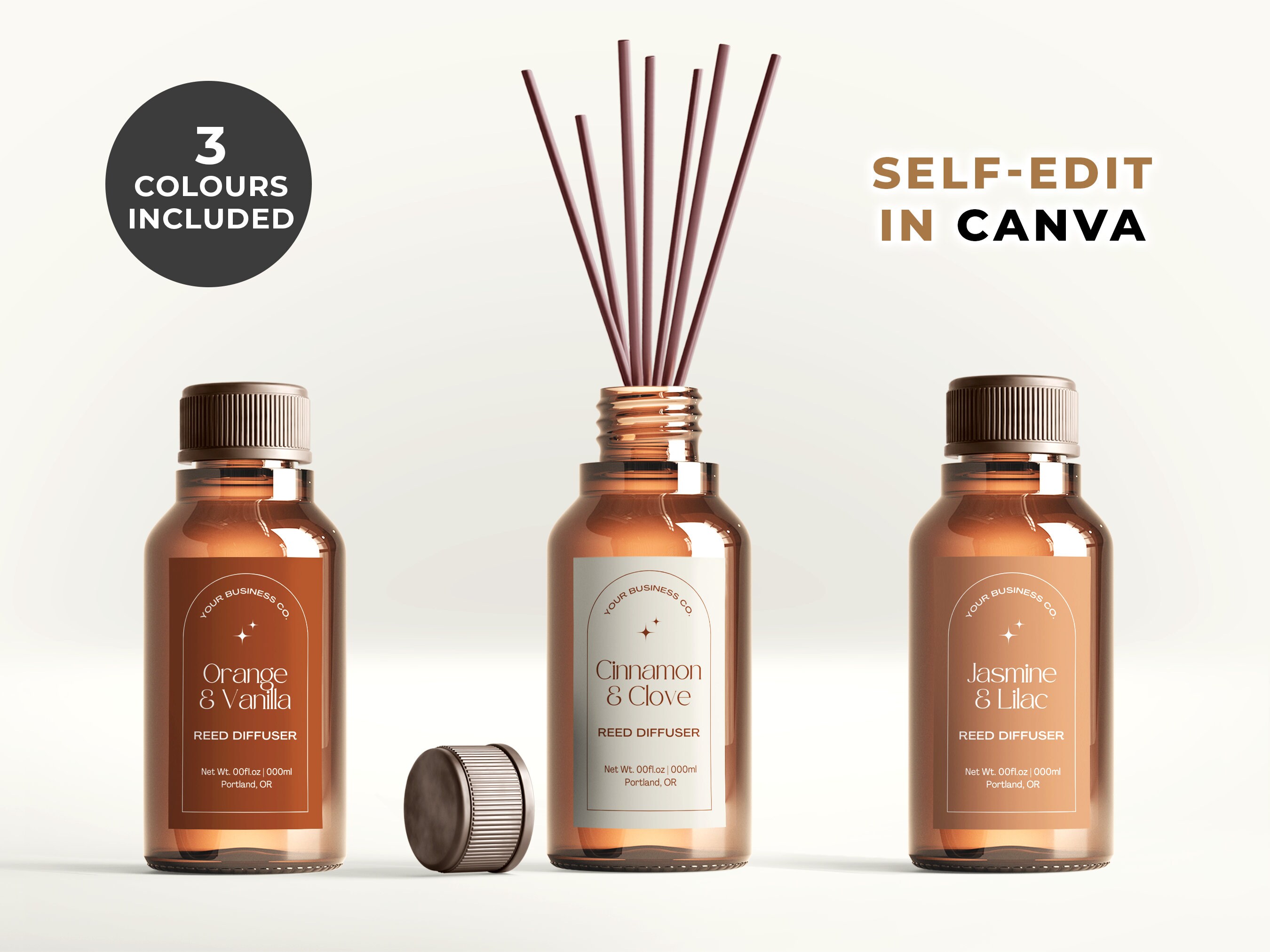 Boho Reed Diffuser Label Template: Editable DIY Design (canva) - Etsy