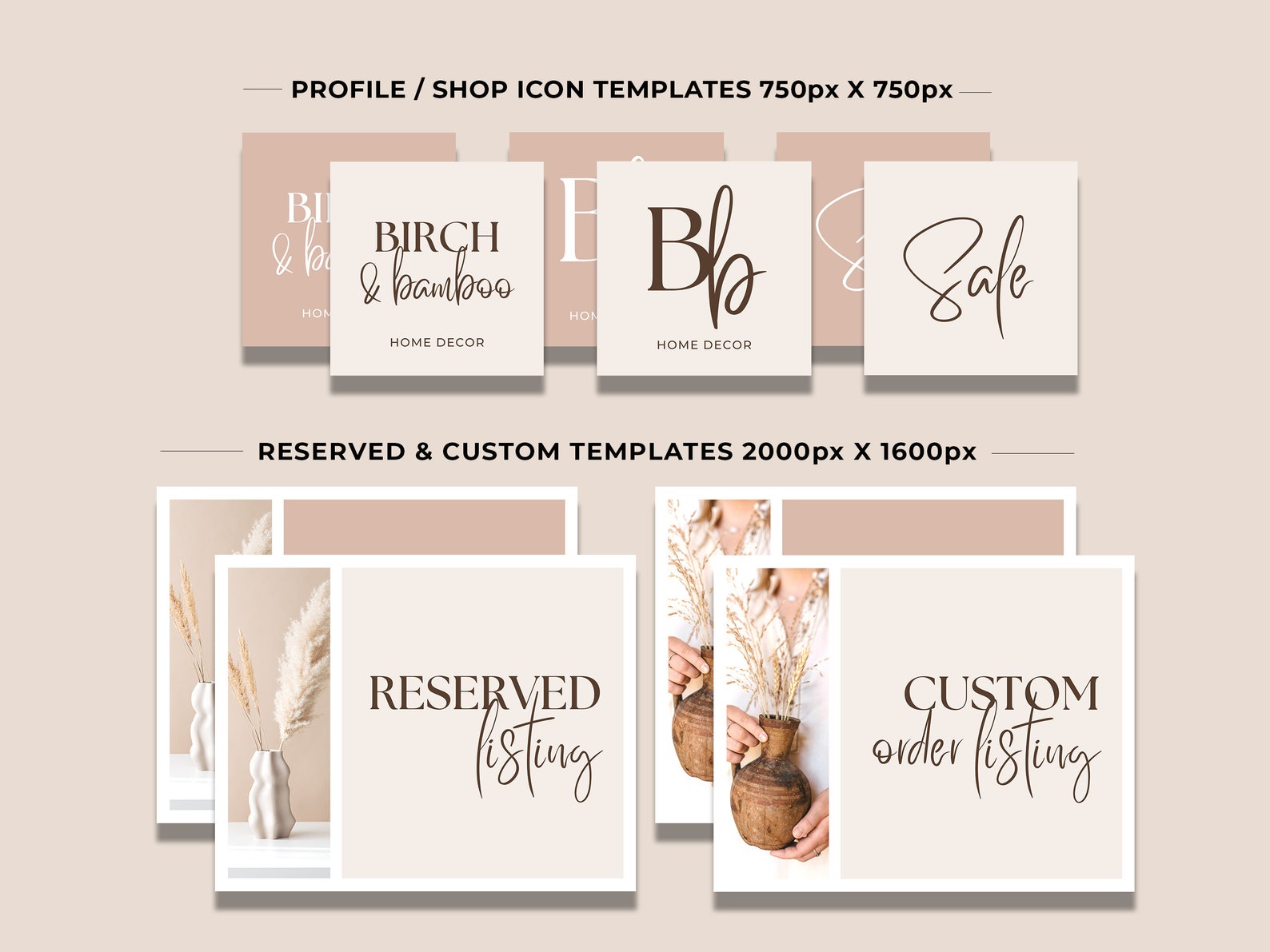 Etsy Shop Kit Template Canva, Editable Boho Etsy Store Banner Branding ...