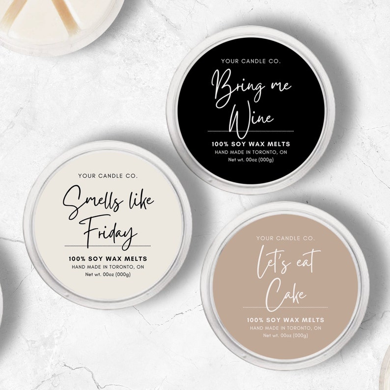 Round Wax Melt Label Template Canva, Editable Custom Wax Melt Label ...