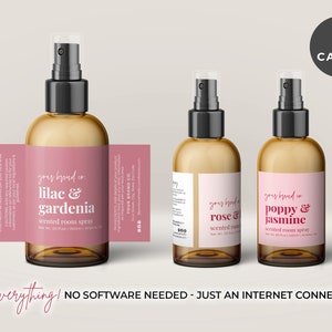 Editable Room Spray Label Template Canva, Linen Spray Bottle Label ...