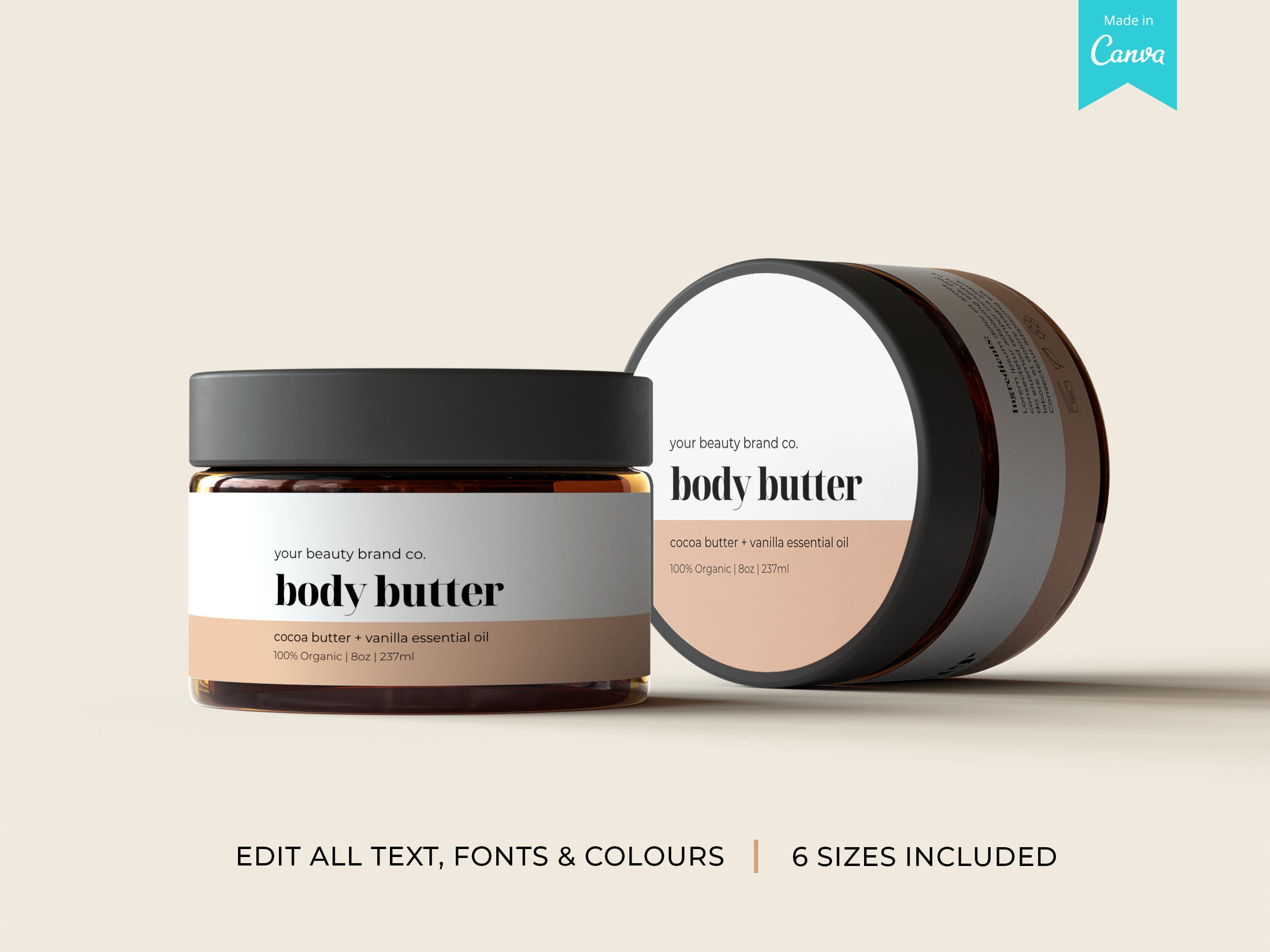 Printable Body Butter Label Template Editable Cosmetic Body - Etsy ...