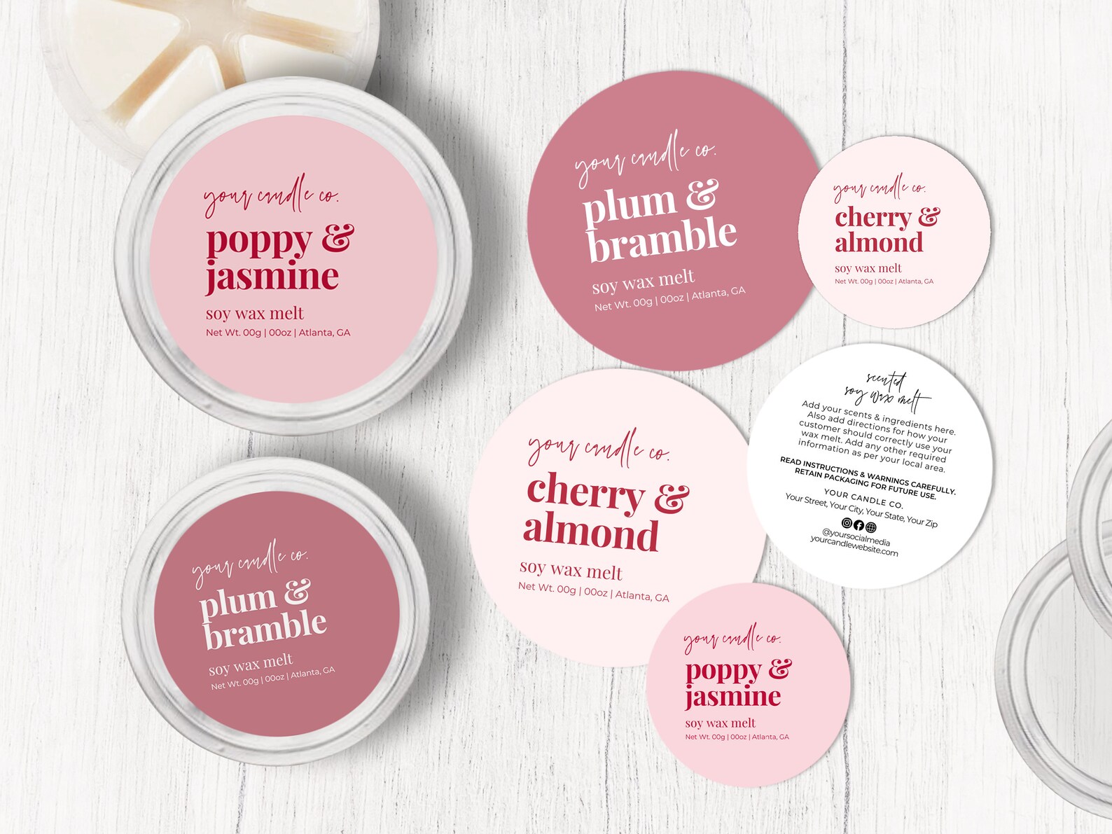 Round Wax Melt Label Template Canva, Editable Custom Wax Melt Label ...