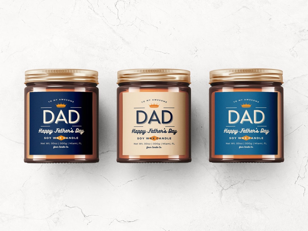 Fathers Day Candle Label Template Canva, Editable Candle Label Design ...