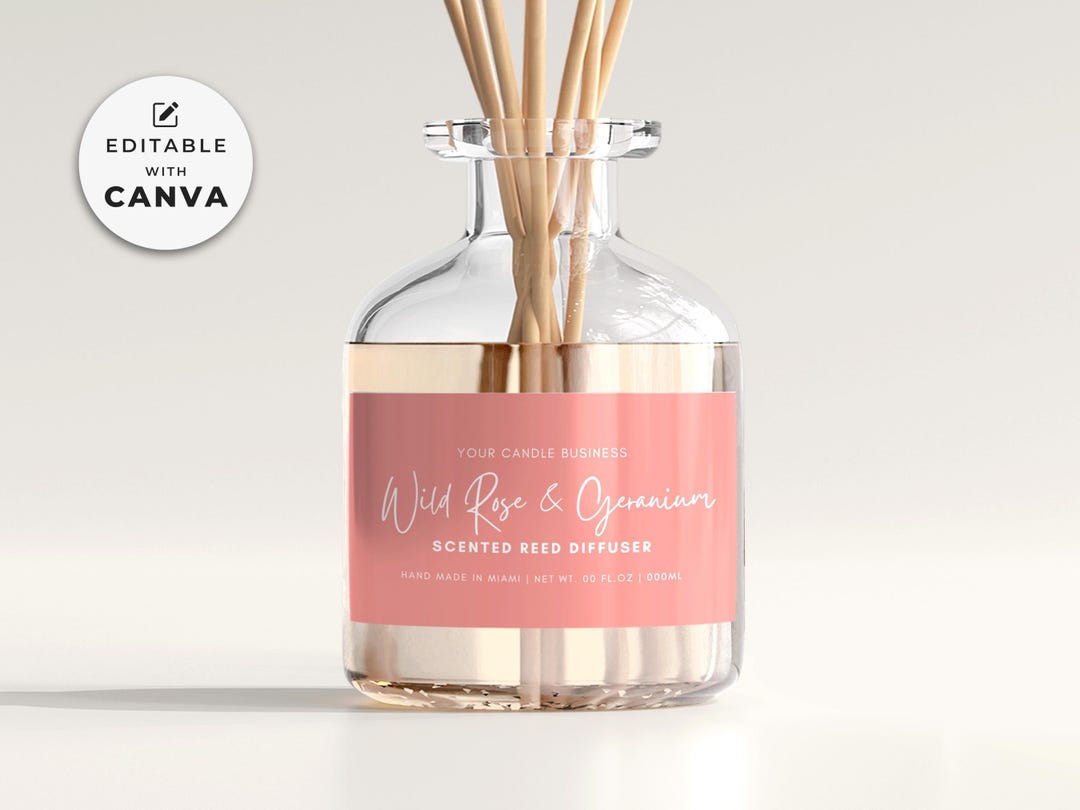 Reed Diffuser Label Template Canva, Editable Modern Room Fragrance ...