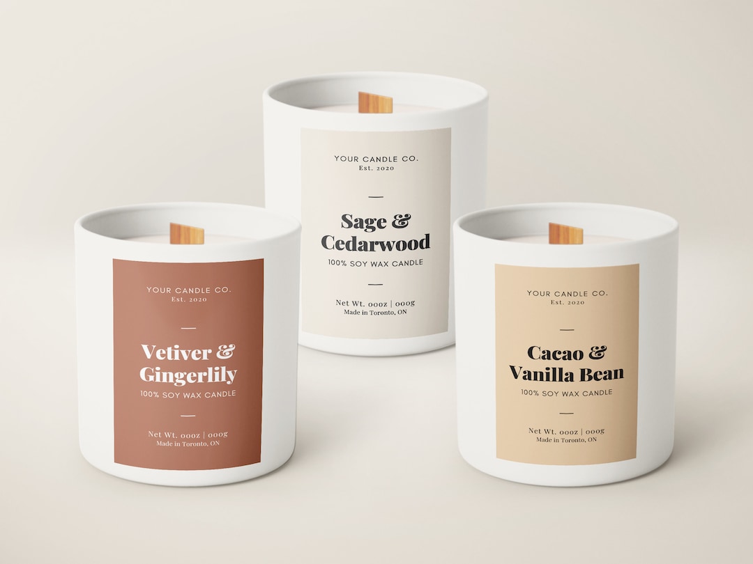 Candle Label Template Canva, Printable Vertical Candle Label Design ...