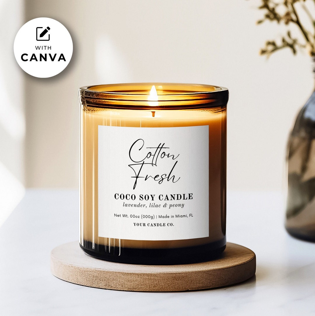 Printable Candle Label Template Canva, Elegant Candle Label Design ...