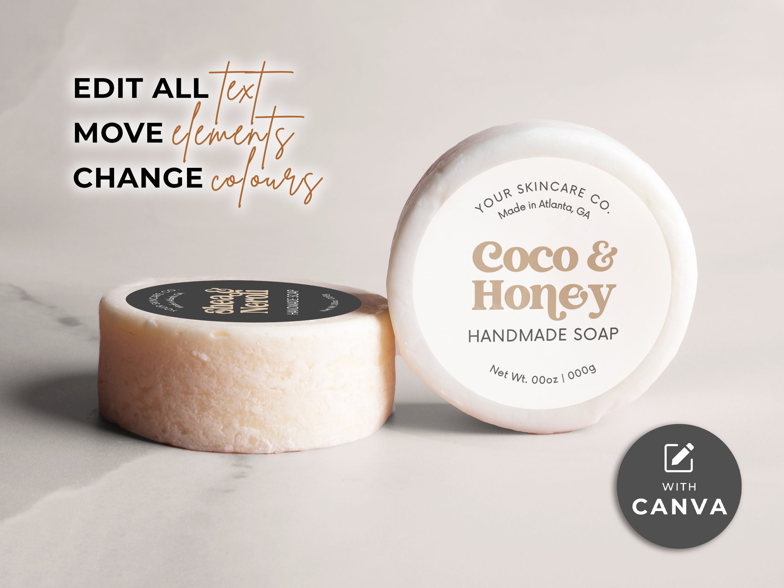 Editable Round Soap Label Template Canva, Modern Soap Label Design ...