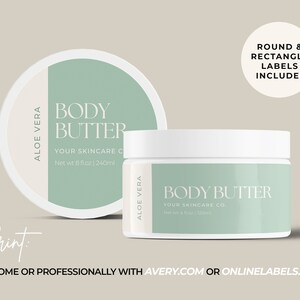 Editable Body Butter Label Template Canva, Body Product Label Design ...