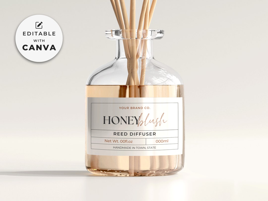 Reed Diffuser Label Template Canva, Editable Room Diffuser Bottle Label ...