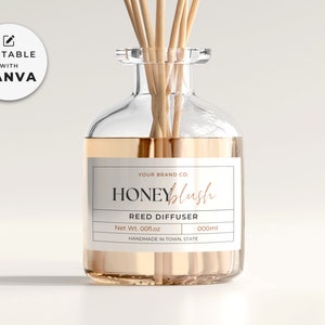 Reed Diffuser Label Template Canva, Editable Room Diffuser Bottle Label ...