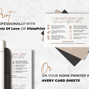 Car Diffuser Care Card Template Canva, Printable Hanging Diffuser Care ...