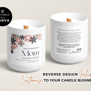 Mothers Day Candle Label Template Canva, Editable Moms Day Candle Label ...