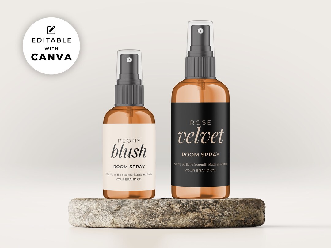 Editable Room Spray Label Template Canva, Printable Linen Spray Bottle ...