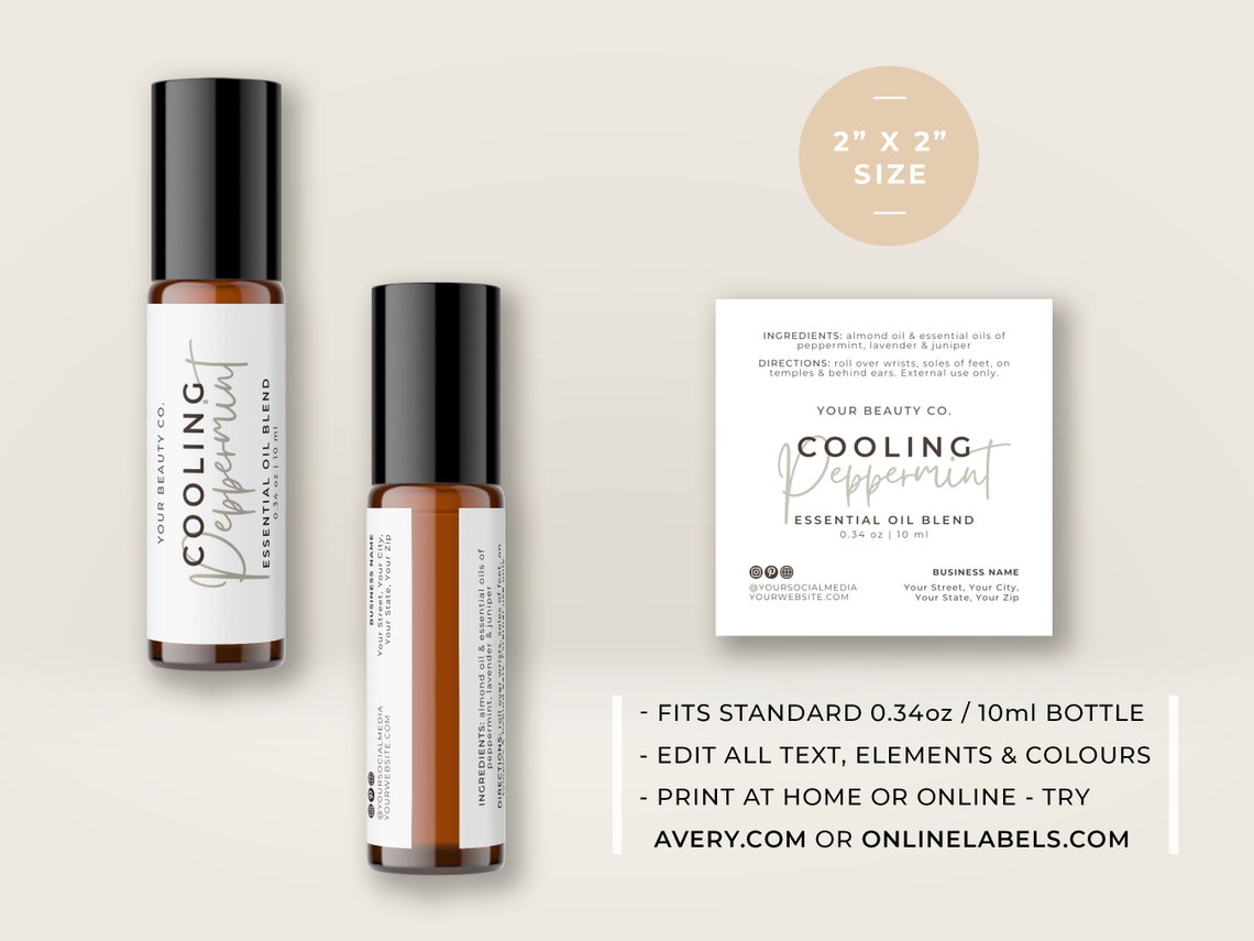 Editable Roller Bottle Product Label Template Printable - Etsy