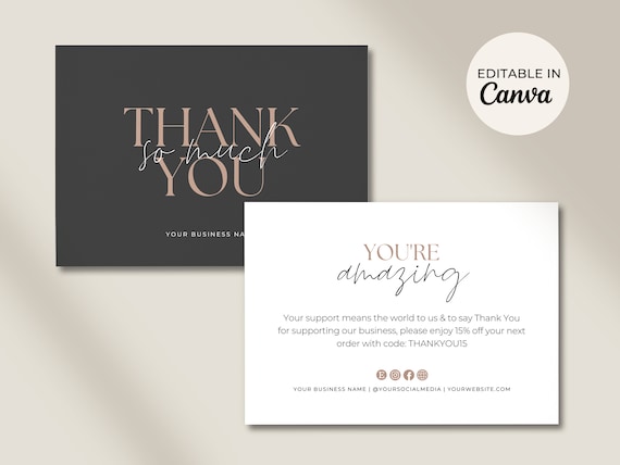 Business Thank You Cards Template Printable Thank You Cards - Etsy