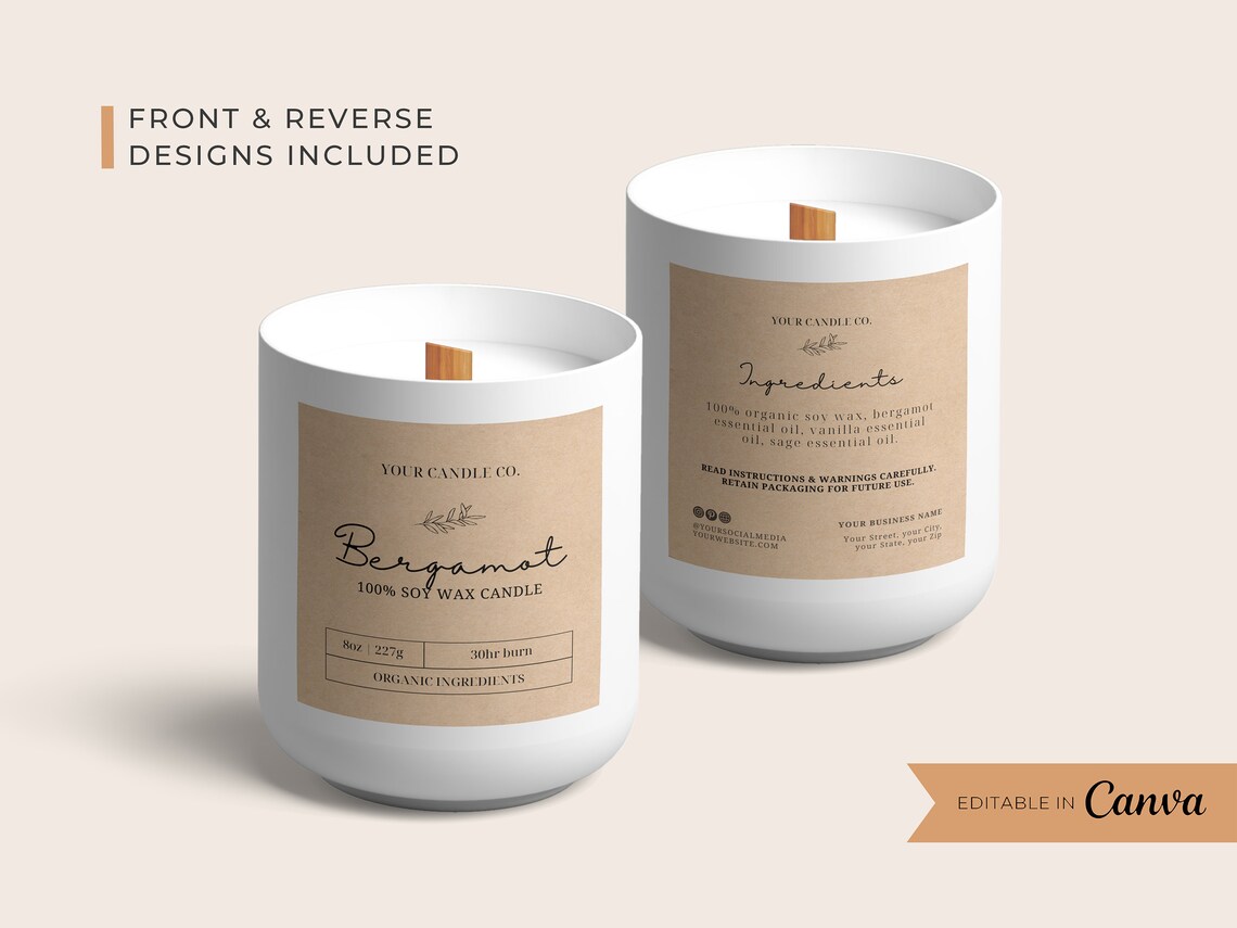Printable Candle Labels Template Rustic Candle Label Design - Etsy