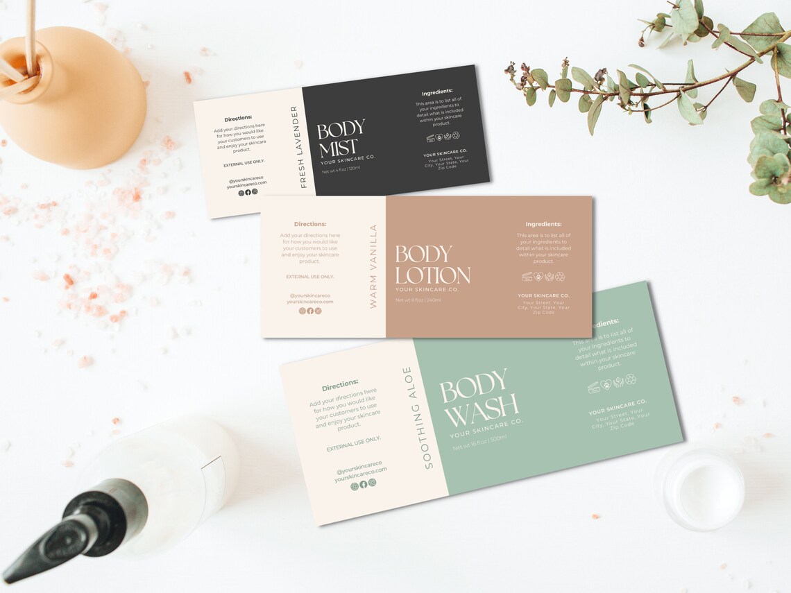 Editable Body Product Label Template Cosmetic Bottle Label - Etsy UK