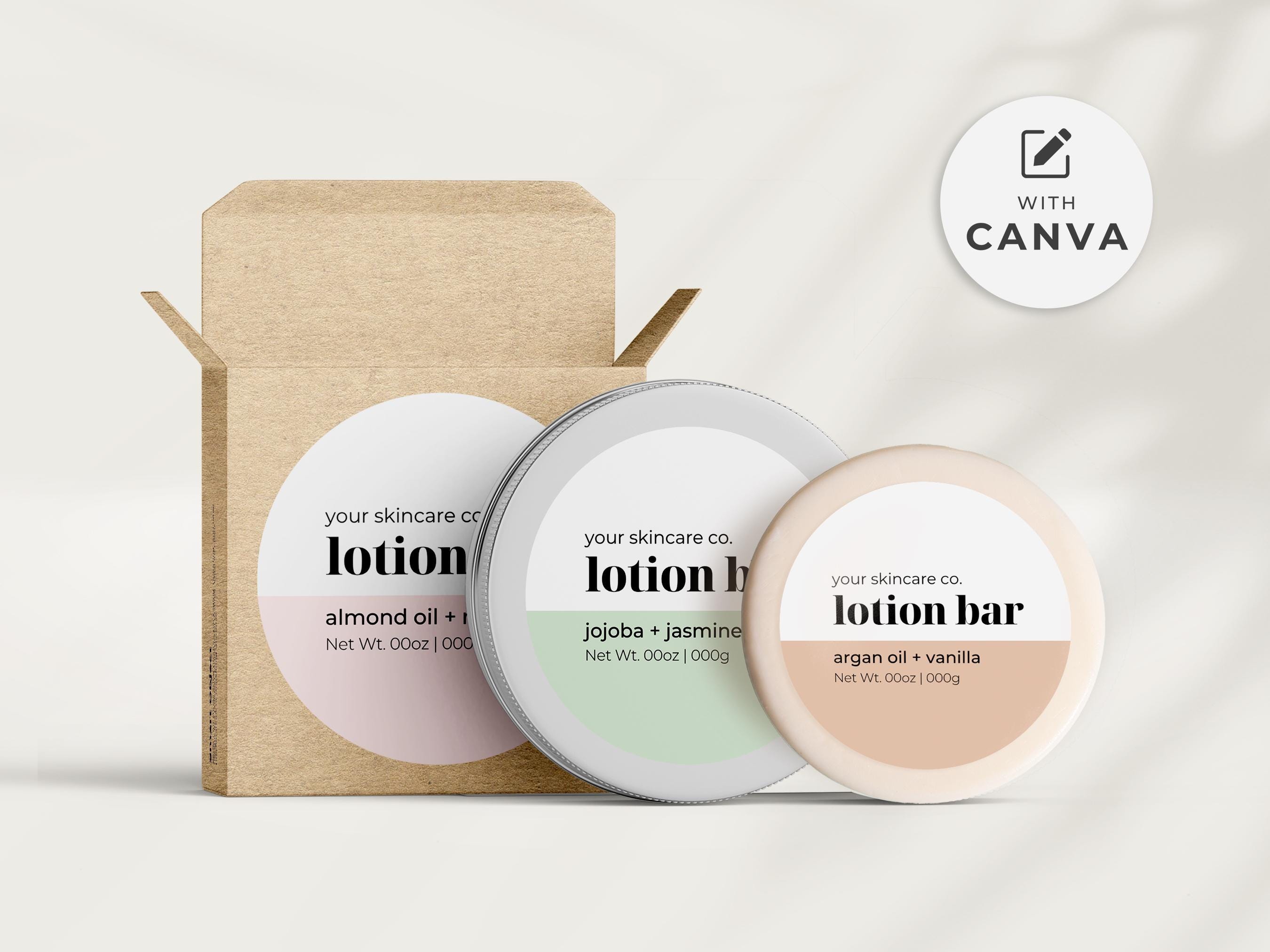 Printable Round Lotion Bar Label Template Canva, Editable Modern Lotion ...