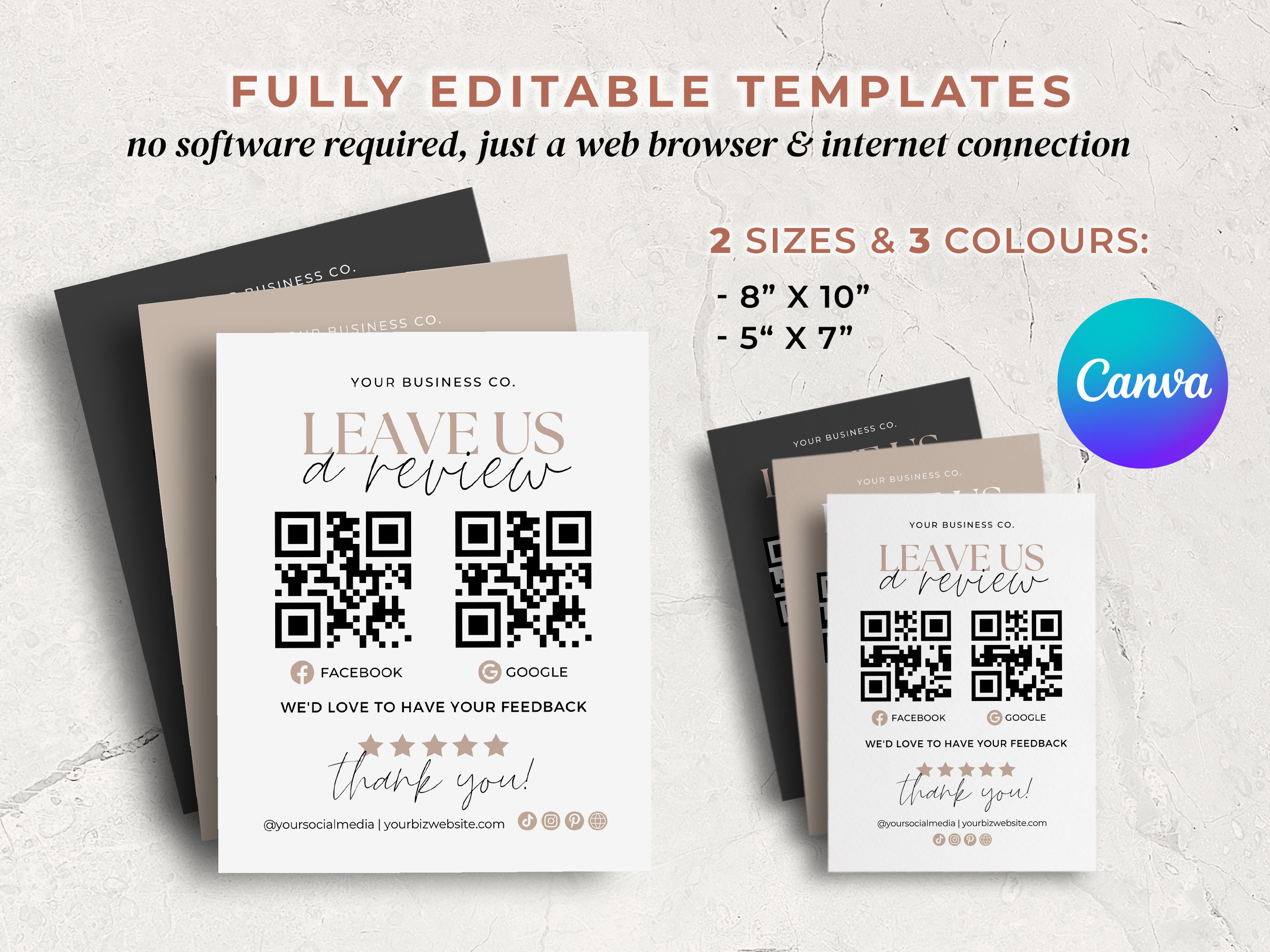 Editable Leave Us a Review Template QR Code Printable Google - Etsy UK