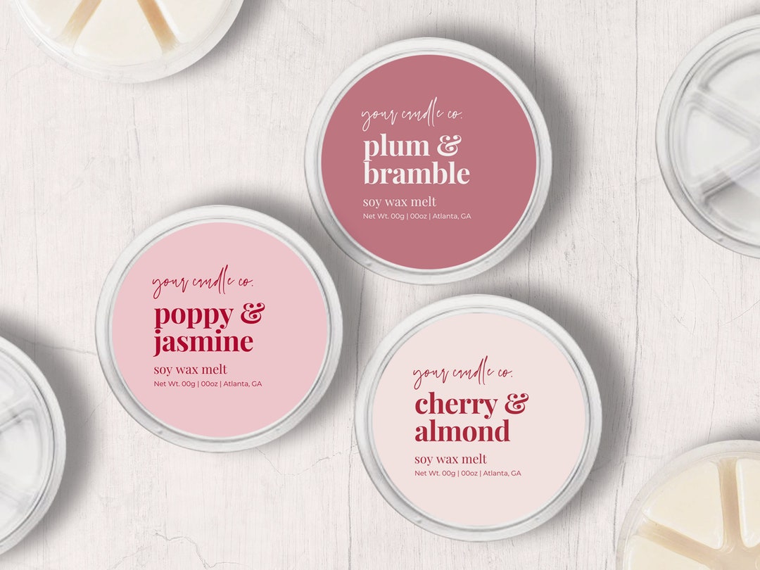Round Wax Melt Label Template Canva, Editable Custom Wax Melt Label ...