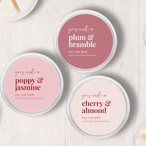 Round Wax Melt Label Template Canva, Editable Custom Wax Melt Label ...