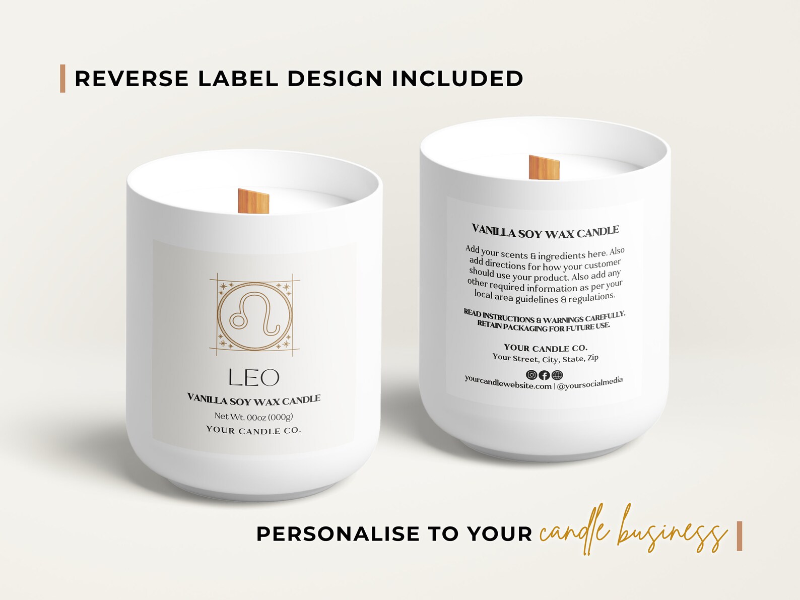 Printable Zodiac Candle Labels Template Canva, Horoscope Candle Label ...