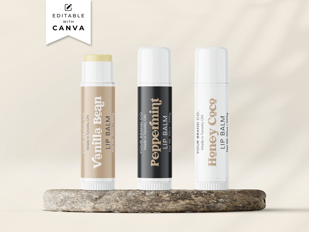 Lip Balm Label Template Canva, Editable Lip Balm Tube Label Design ...