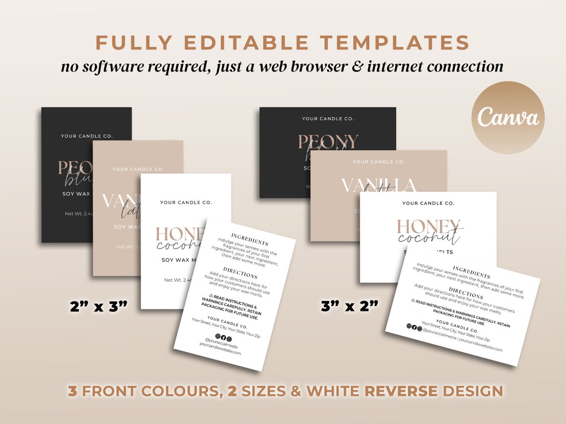 Wax Melt Label Template Editable in Canva Custom Wax Melt - Etsy