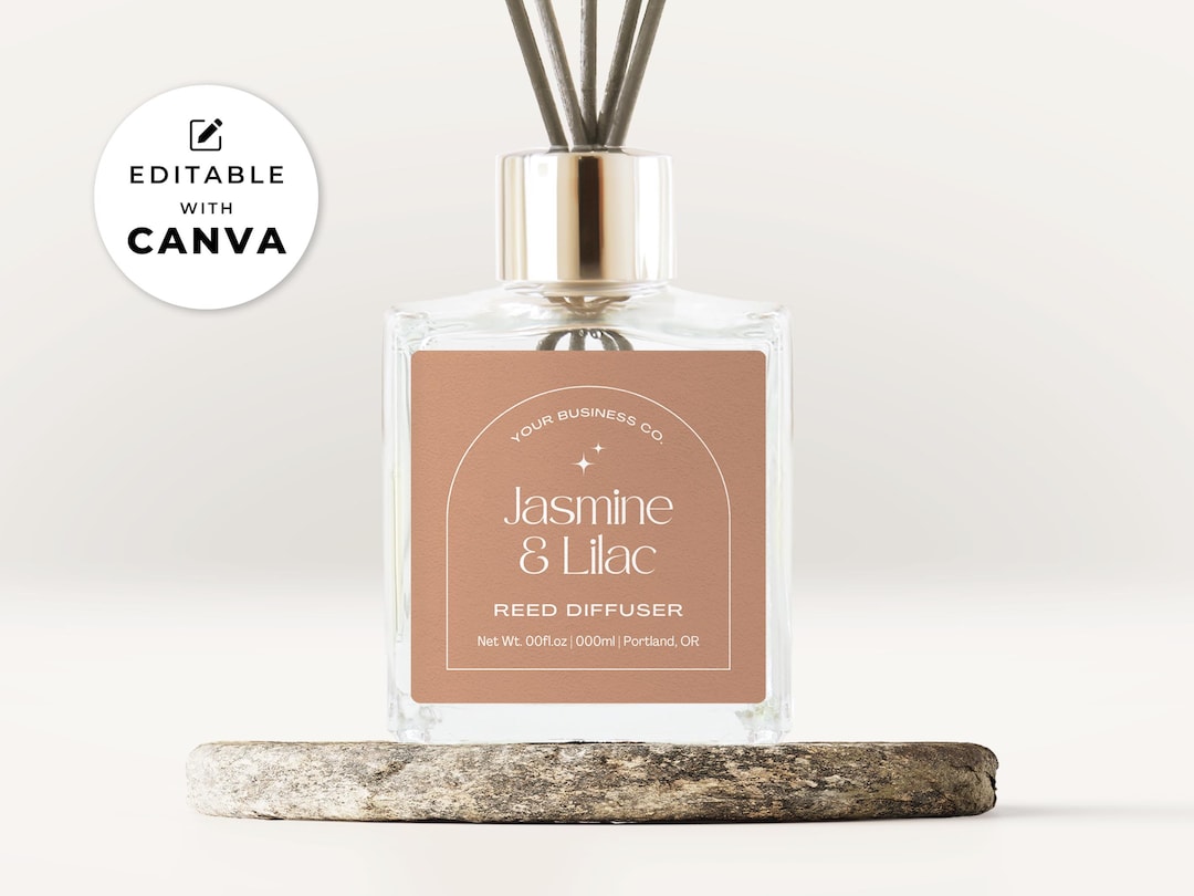 Boho Reed Diffuser Label Template Canva, Editable Label Design ...