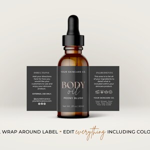 Editable Dropper Bottle Label, Canva Template, Essential Oil Custom ...