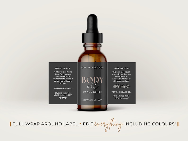 Editable Dropper Bottle Label Template Essential Oil Custom - Etsy