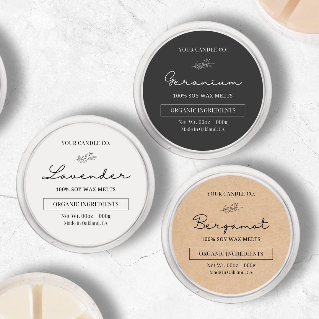 Round Wax Melt Label Template Canva, Editable Custom Rustic Wax Melt ...