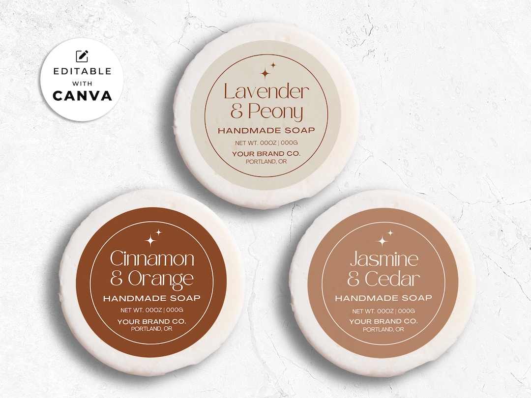 Editable Round Soap Label Template Canva, Boho Soap Bar Label Design ...