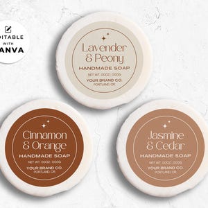Editable Round Soap Label Template Canva, Boho Soap Bar Label Design ...
