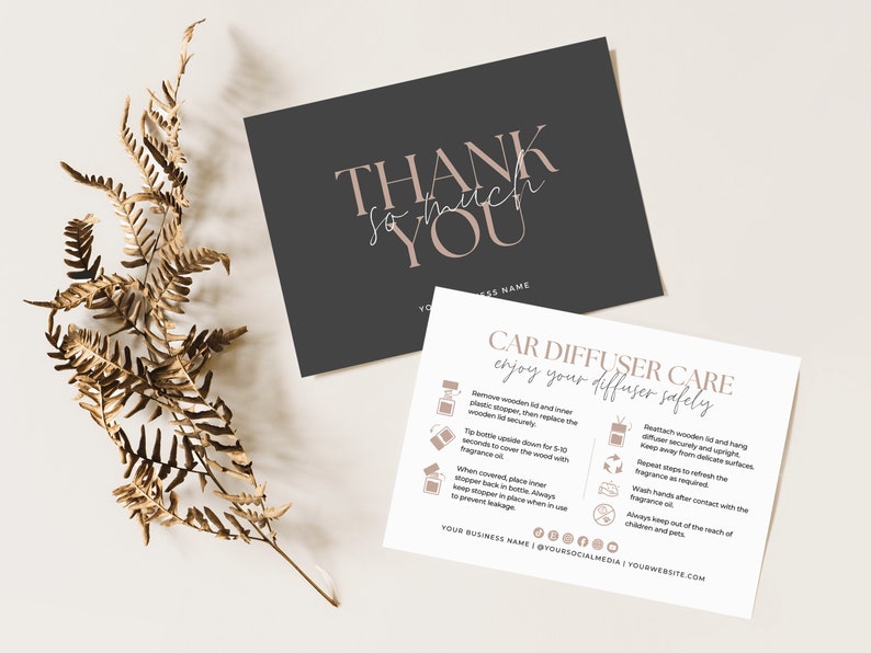 Car Diffuser Care Card Template Canva, Printable Hanging Diffuser Care ...