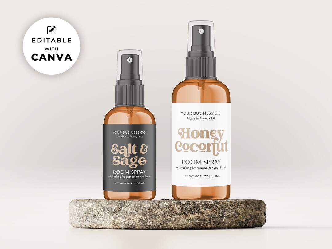 Printable Room Spray Label Template Canva, Editable Linen Spray Bottle ...