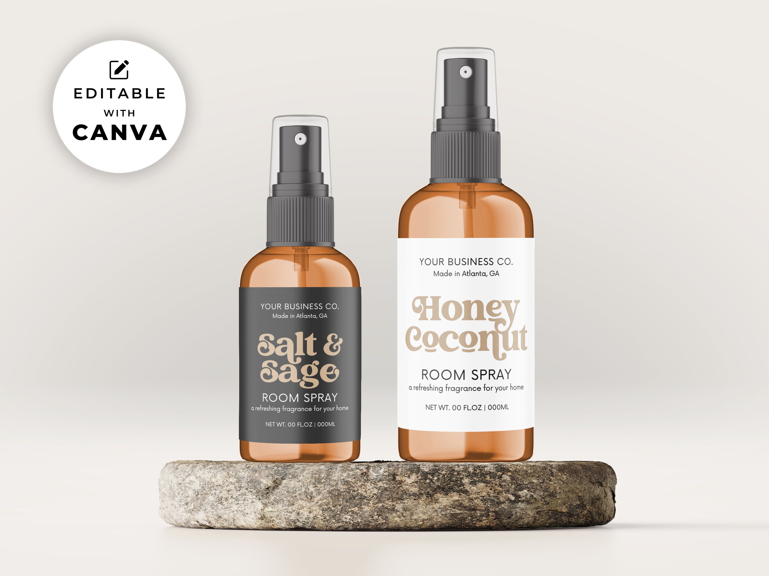 Printable Room Spray Label Template Canva, Editable Linen Spray Bottle ...