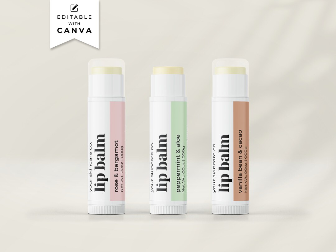 Lip Balm Label Template Canva, Editable Lip Balm Tube Label Design ...